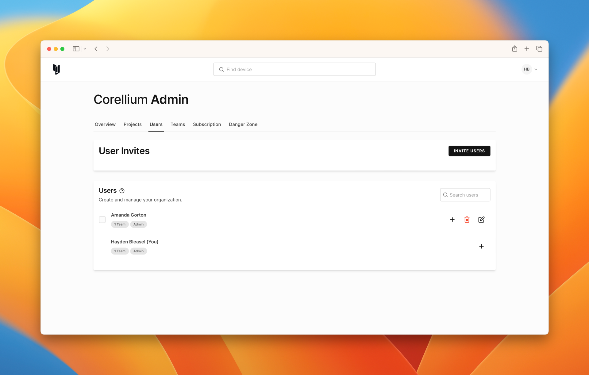 Managing Users | Corellium Support Center