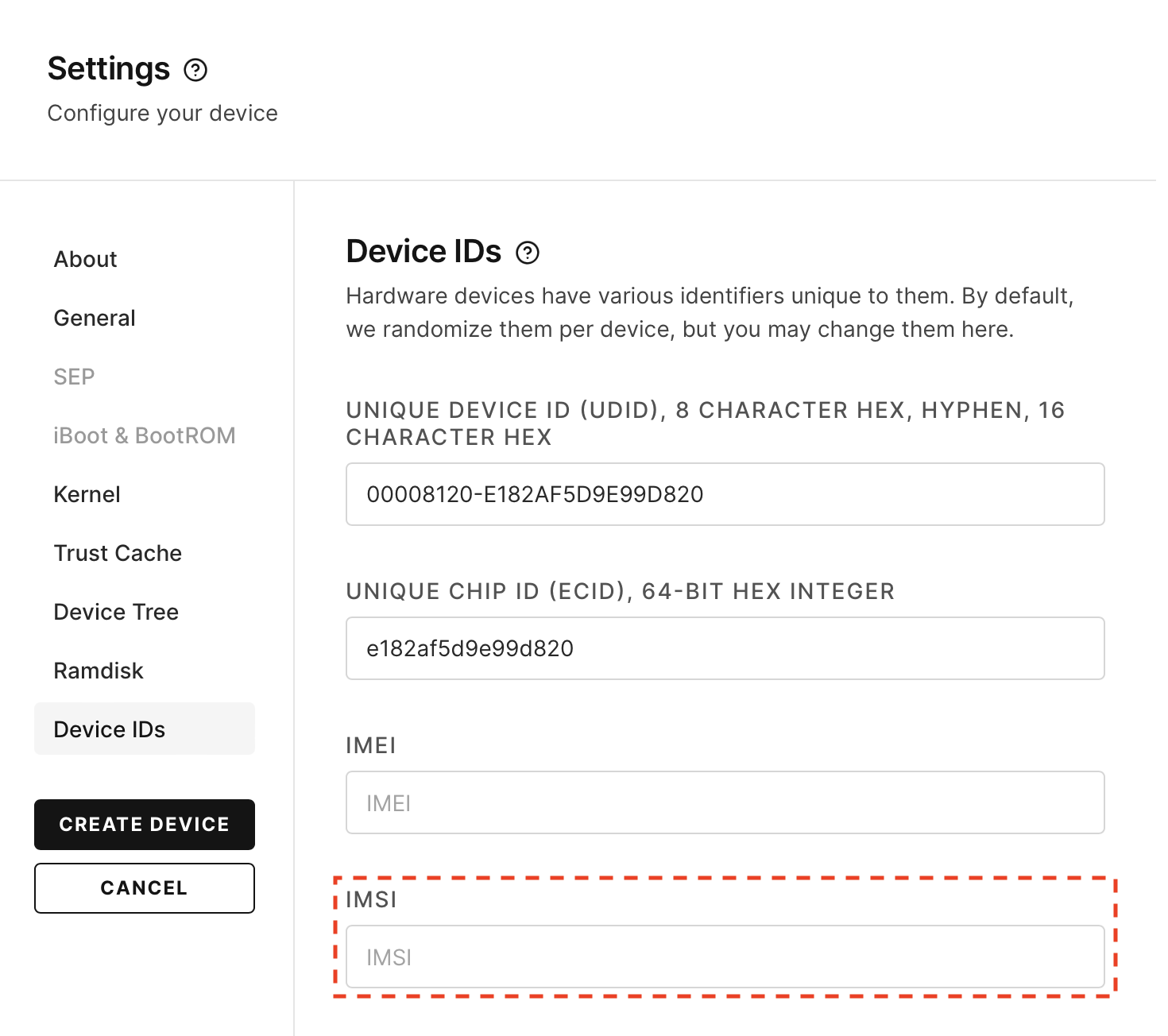 Customizing Device IDs | Corellium Support Center
