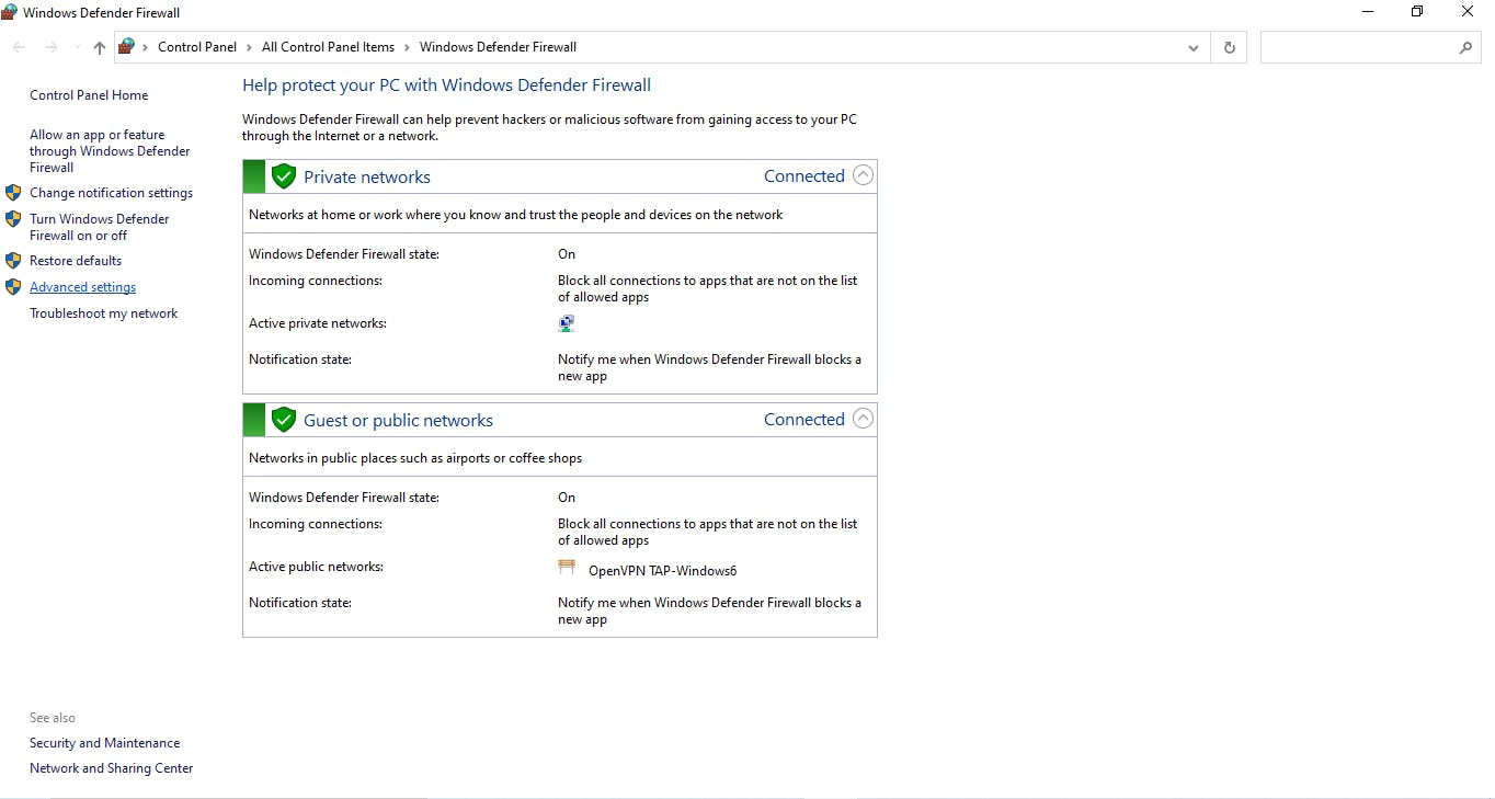 Configuring Windows Defender Firewall on Windows 7 | Corellium Support Center