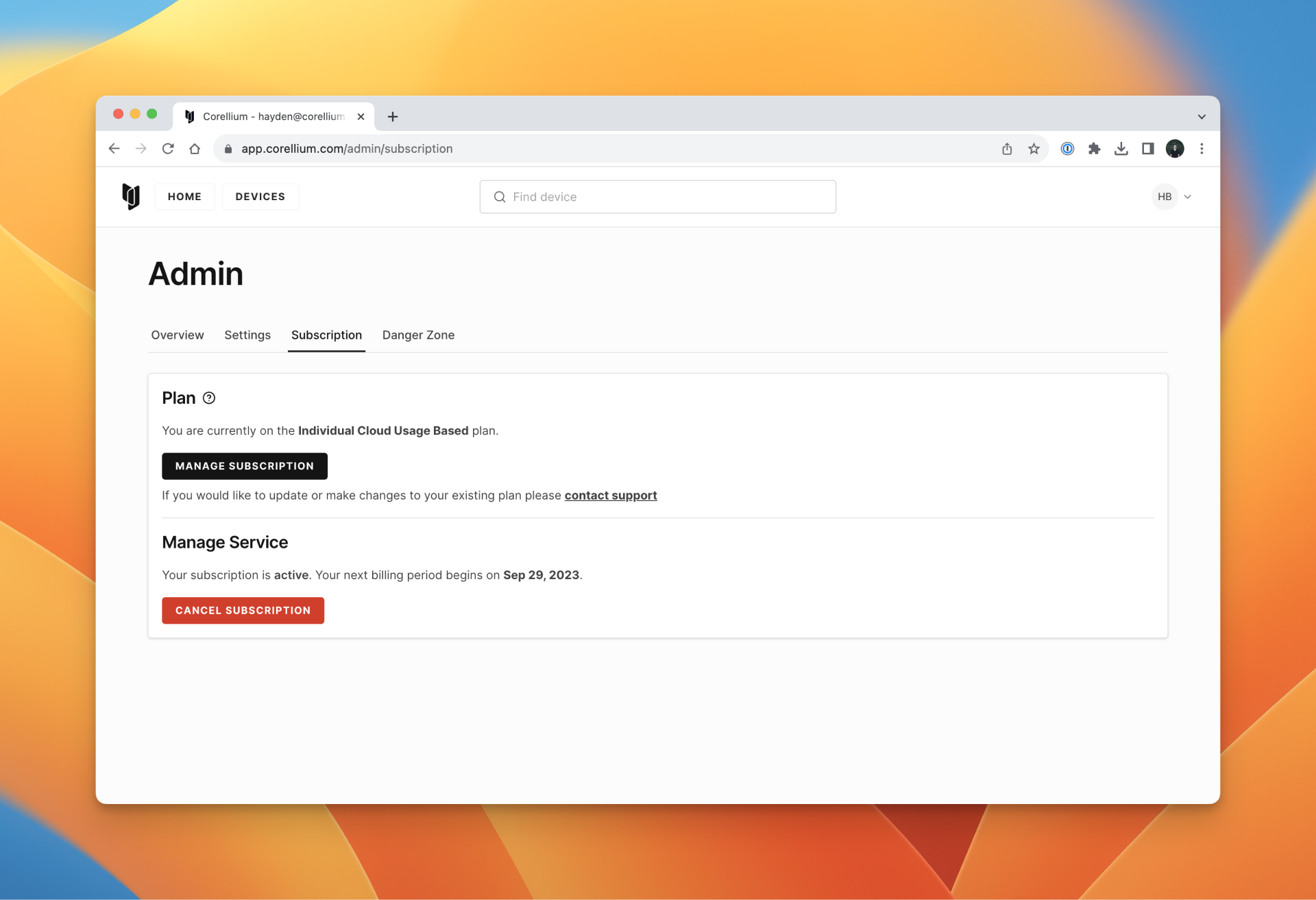 Updating Billing Details | Corellium Support Center